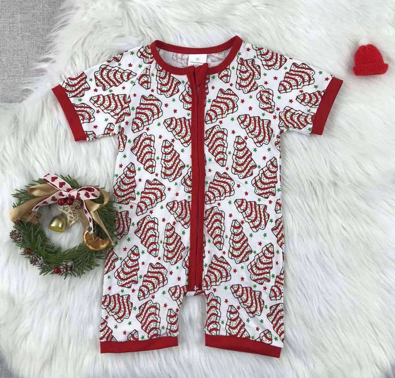 Bamboo Short Zippy Sleeper - Christmas Cakes – Lucky Cactus Wholesale