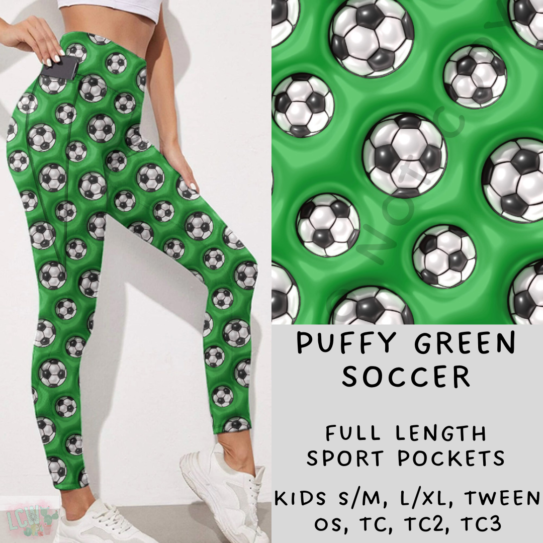 Ready To Ship - Puffy Green Soccer Leggings – Lucky Cactus Wholesale
